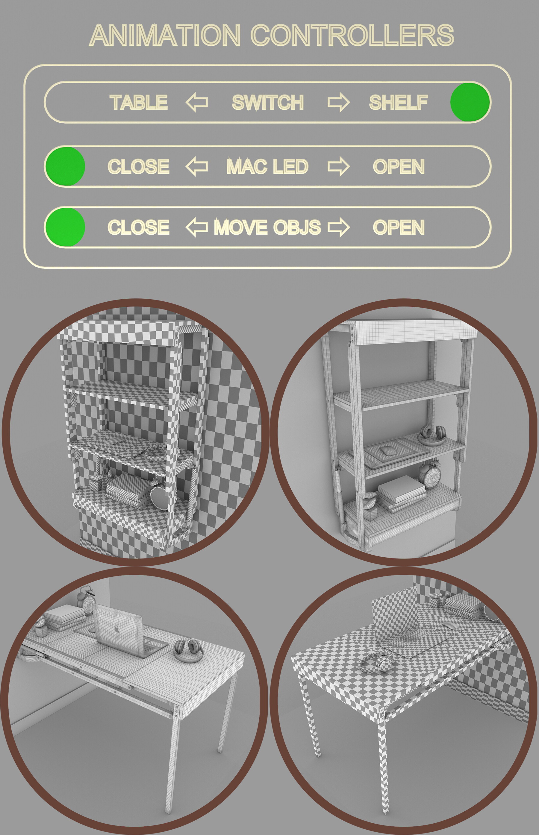 ArtStation - Wall Mounted Convertible Shelf and Table + Rigging and ...