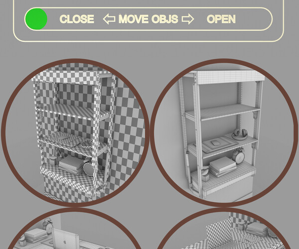 ArtStation - Wall Mounted Convertible Shelf and Table + Rigging and ...