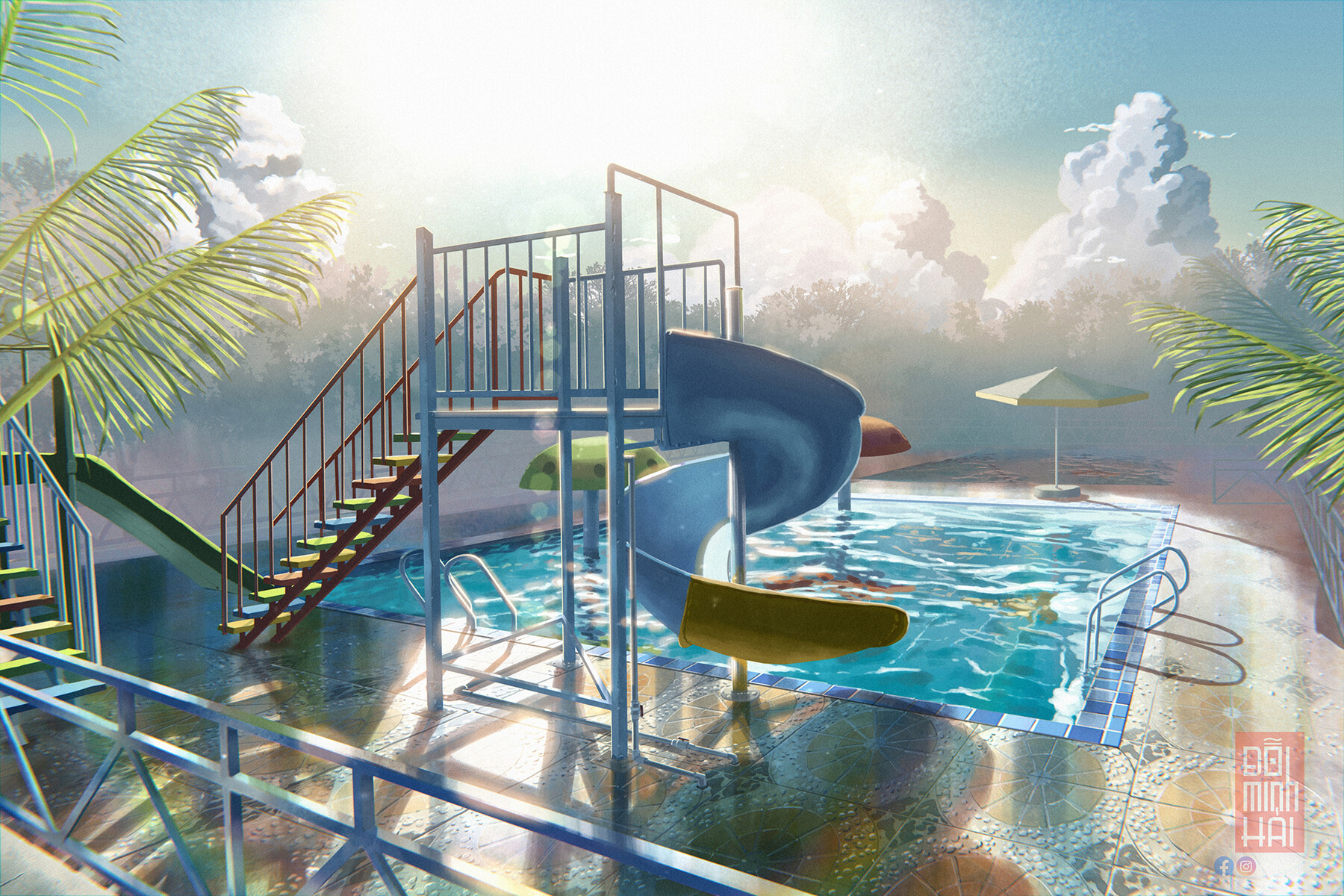 ArtStation - Sunny park swimming pool original files | Artworks