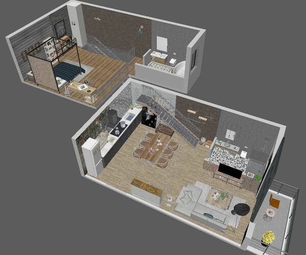 ArtStation - Loft apartment floorplan v2 | Resources