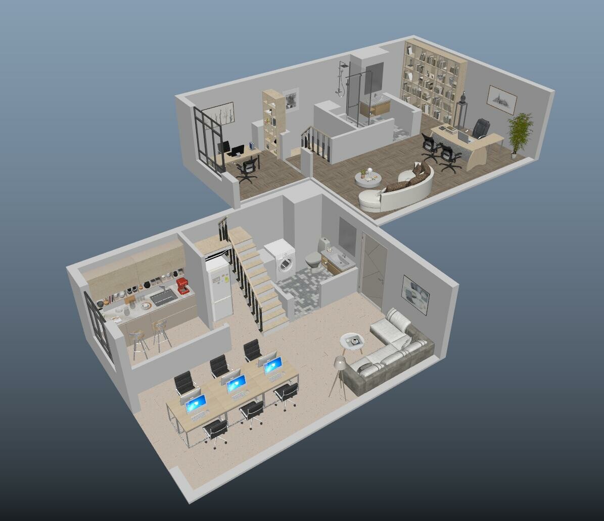 ArtStation - duplex Office apartment floorplan v2 | Resources