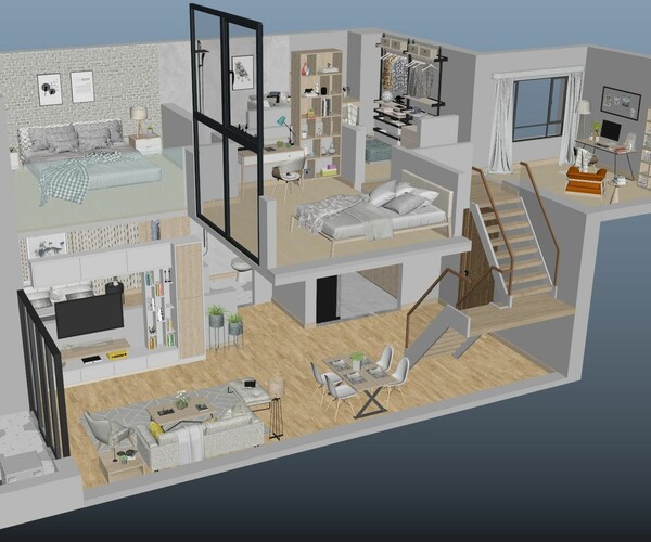 ArtStation - Duplex apartment floorplan Square52 | Resources