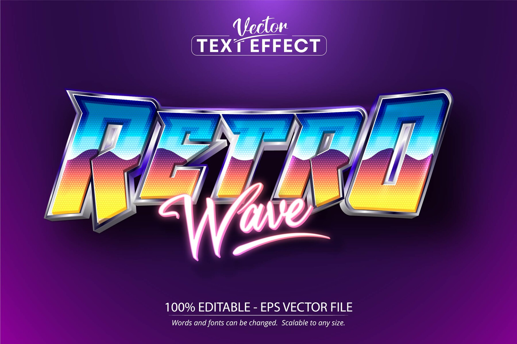 ArtStation - Retro wave text, retro style editable text effect | Artworks