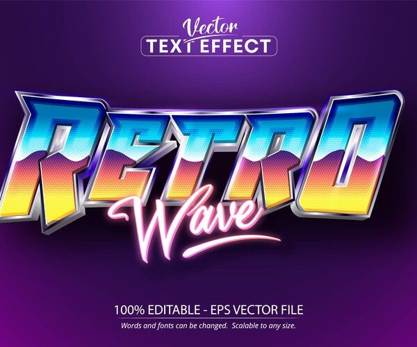 ArtStation - Retro wave text, retro style editable text effect | Artworks