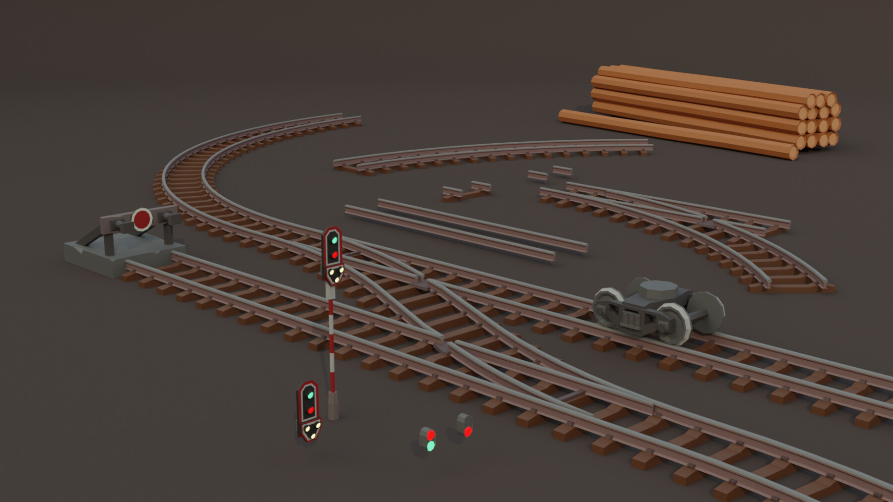 ArtStation - Low Poly Railway Pack | Game Assets
