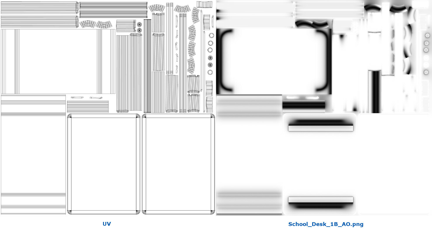 ArtStation - School Desk 1B | Game Assets