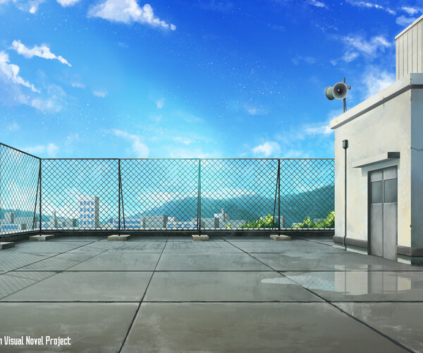 ArtStation - Anime Backrgound Rooftop - Full Video process 6 hour ...