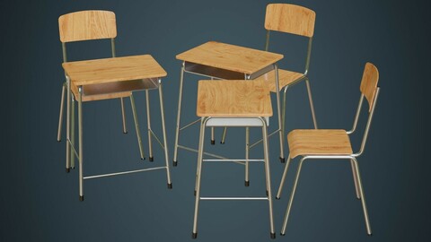 ArtStation - School Desk And Chair 1A | Game Assets