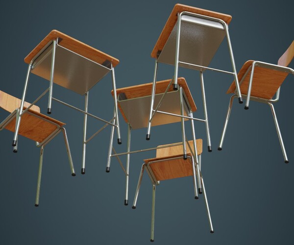 ArtStation - School Desk And Chair 1A | Game Assets