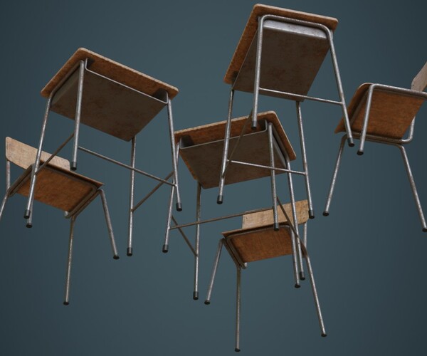 ArtStation - School Desk And Chair 1B | Game Assets