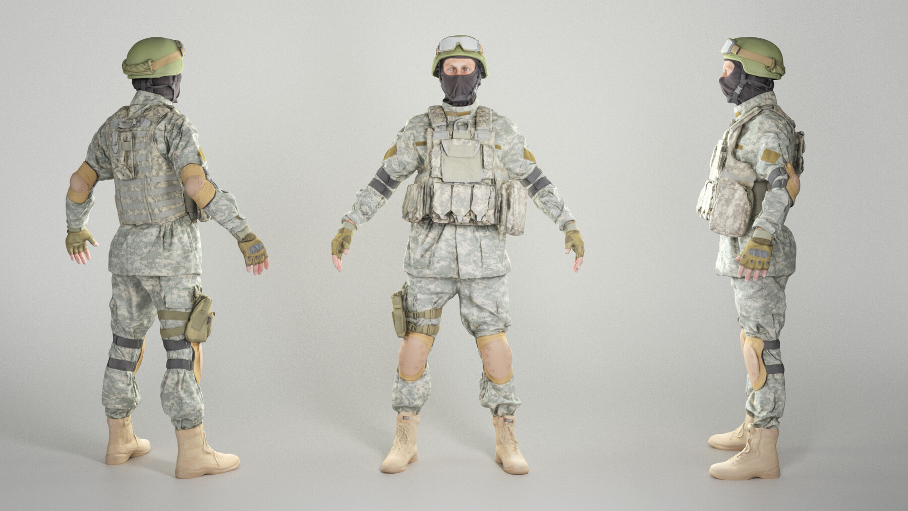 ArtStation - Fully equipped American soldier in A-pose 317 | Game Assets
