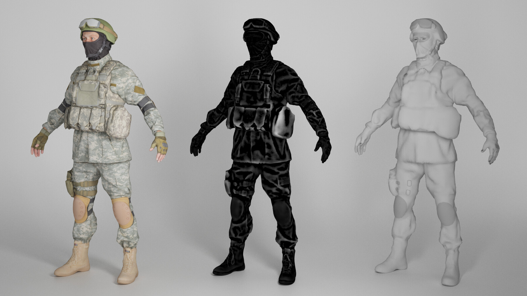 ArtStation - Fully equipped American soldier in A-pose 317 | Game Assets