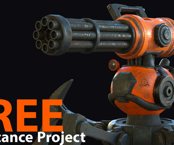 ArtStation - Chaingun mech - Substance Painter | Game Assets