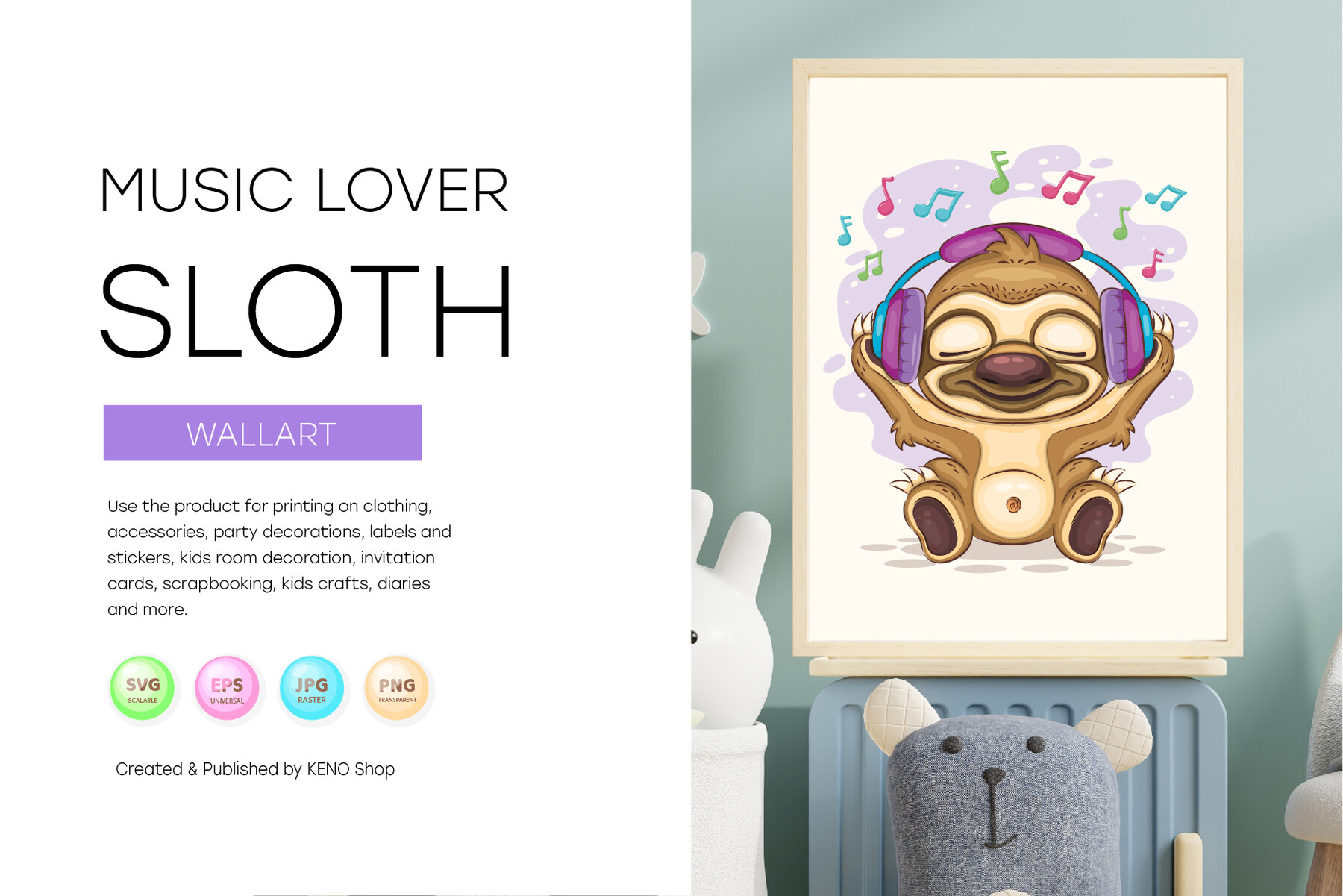 ArtStation - Sloth music lover, cute clipart | Artworks