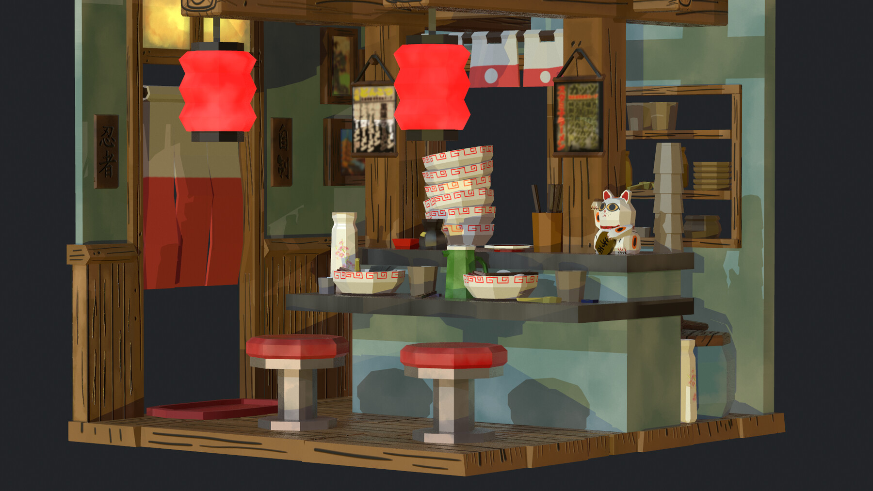 ArtStation - Modular Ramen Shop Game Ready | Game Assets