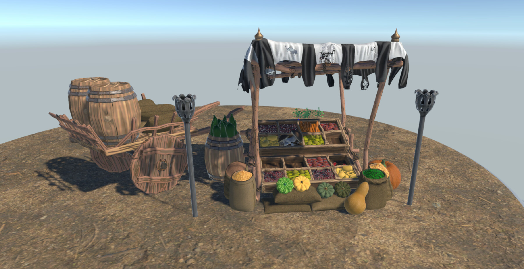 ArtStation - Market Stall Fruit and Vegetables Medieval | Game Assets