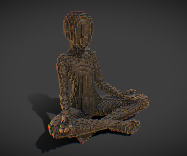 ArtStation - Budha Girl - Voxel wood Statue | Resources