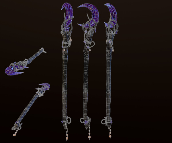 ArtStation - Low-Poly 3D Model Emissive Magic Staff | Game Assets