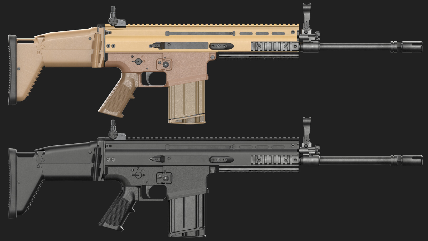 ArtStation - FN SCAR-H (17S) FDE / Worn / Black Noir (Game Ready ...
