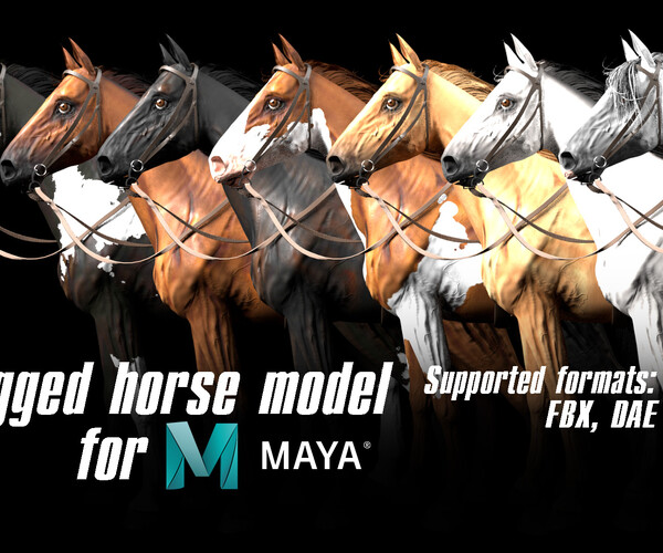 ArtStation - Horse rigged model for Maya Low-poly 3D model | Game Assets