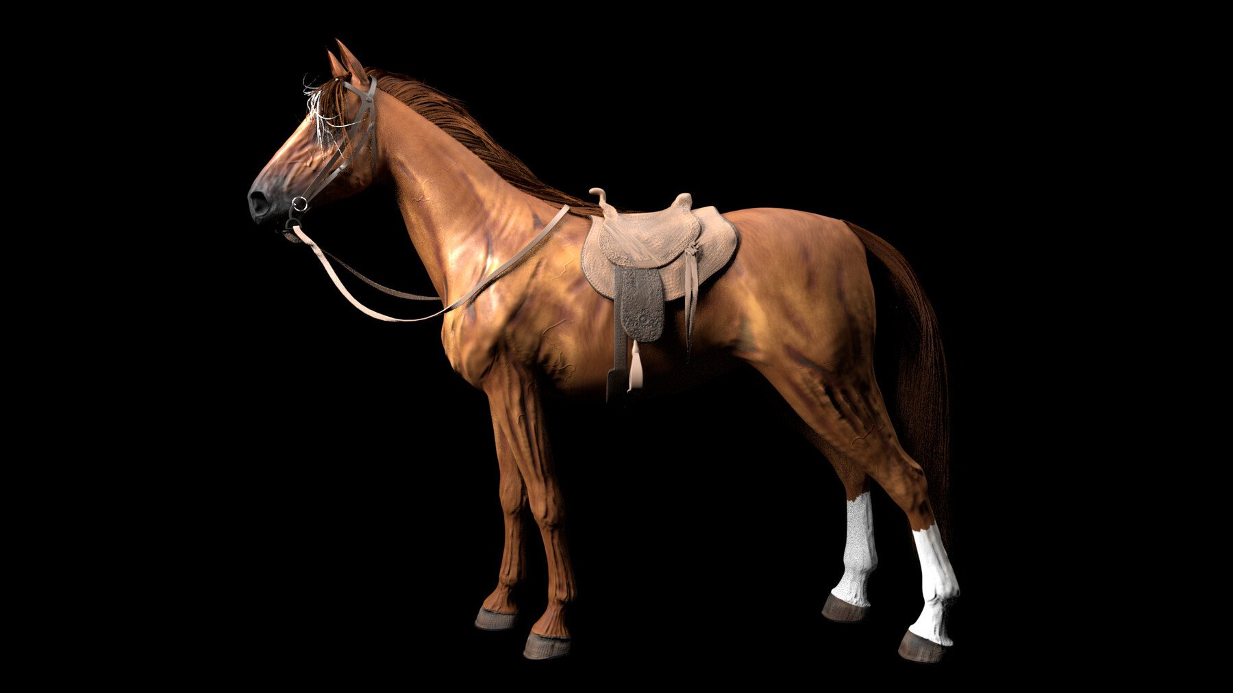 ArtStation - Horse rigged model for Maya Low-poly 3D model | Game Assets