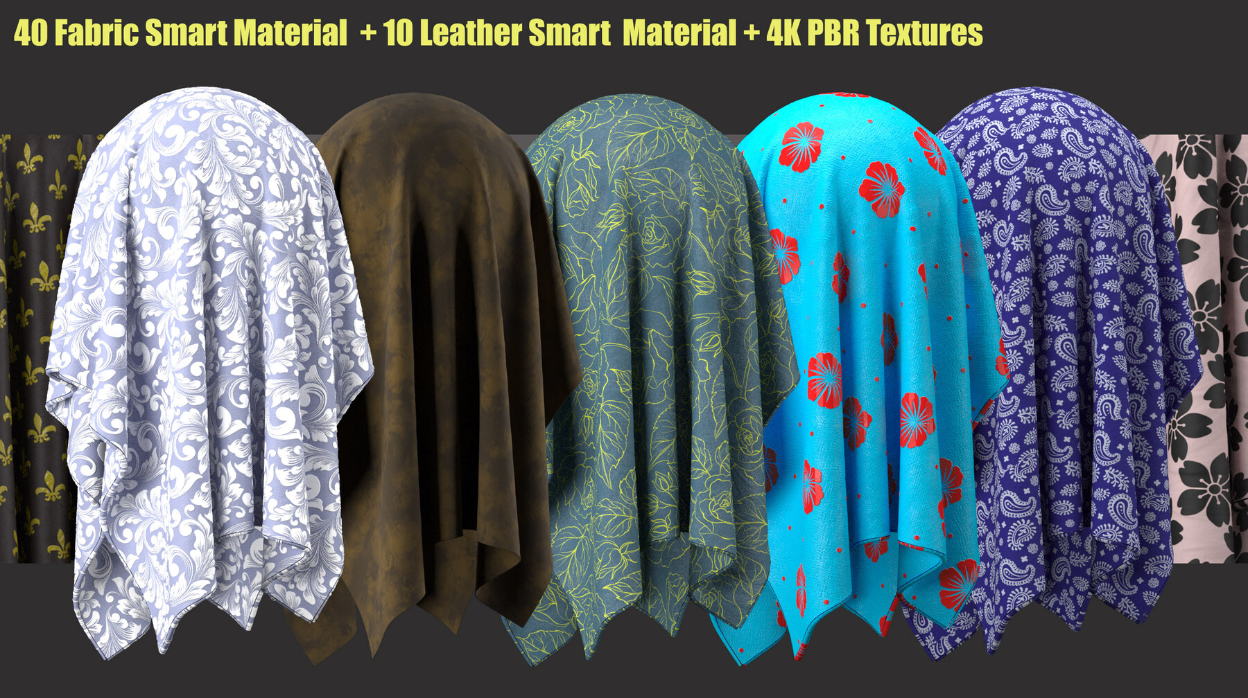 ArtStation - 40 fabric smart material+10 leather smart material+4K PBR ...