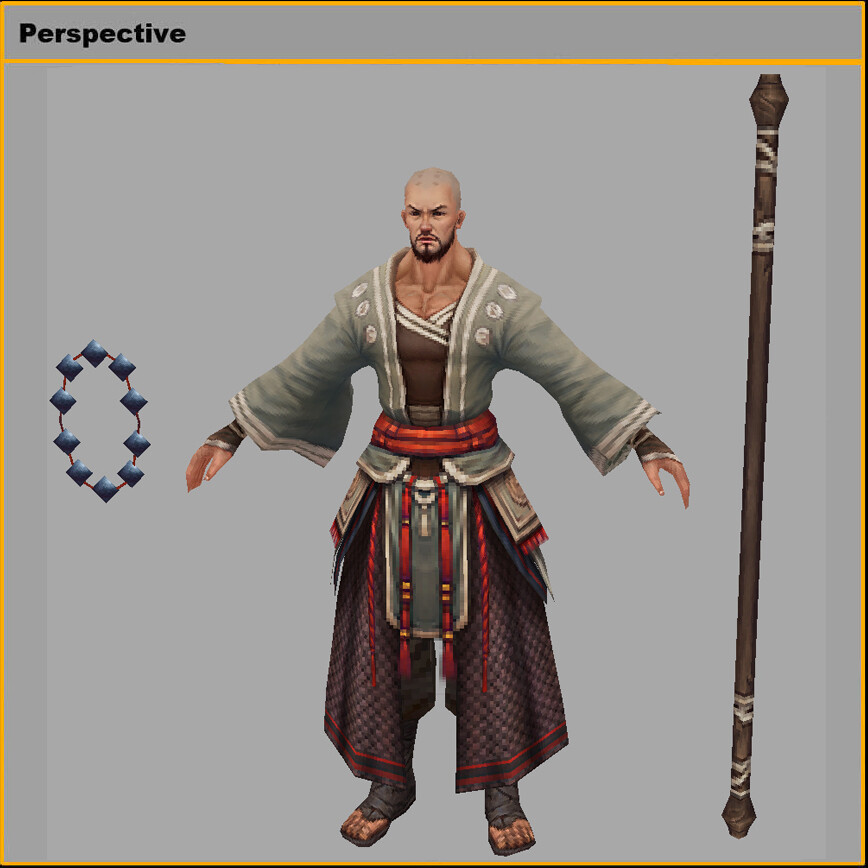 ArtStation - Low poly 3D characters - Shaolin Temple sticks | Game Assets
