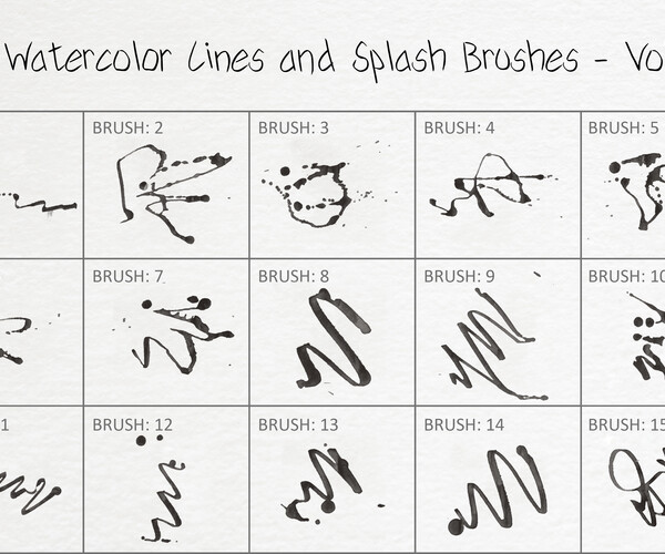 ArtStation - 46 Watercolor Lines and Splash Brushes - Vol. 2 | Brushes