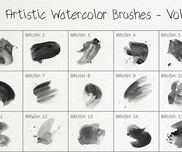 ArtStation - 50 Artistic Watercolor Brushes - Vol. 2 | Brushes