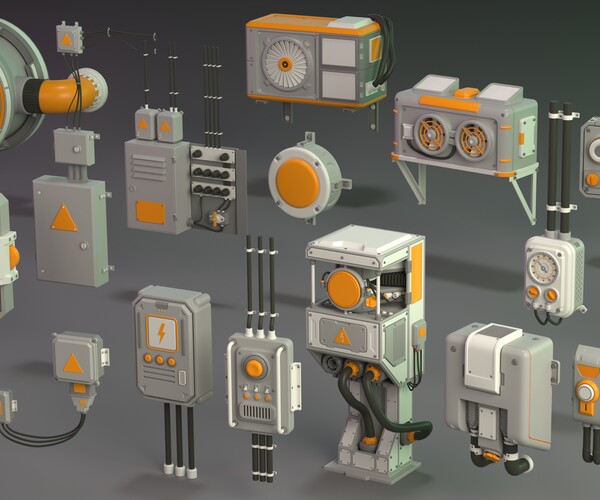 ArtStation - Wall Electric Props 1 - 20 pieces | Resources