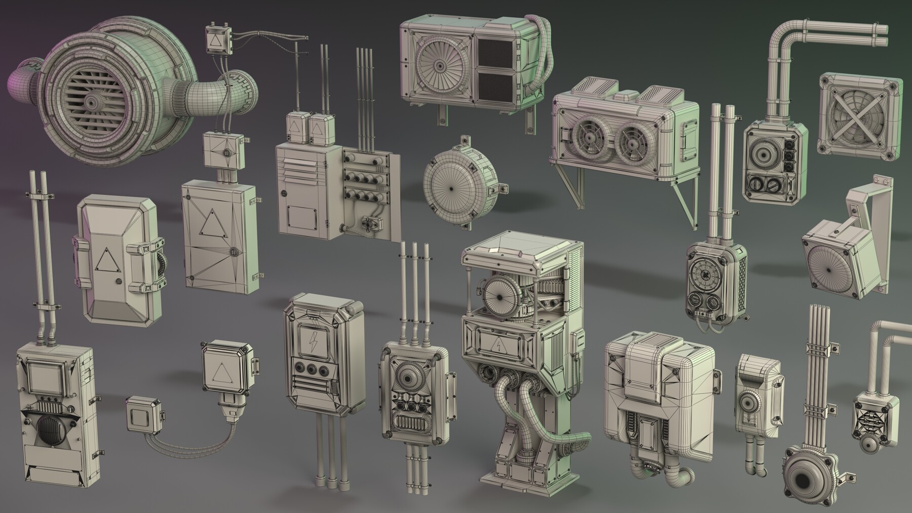 ArtStation - Wall Electric Props 1 - 20 pieces | Resources