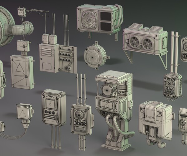 ArtStation - Wall Electric Props 1 - 20 pieces | Resources