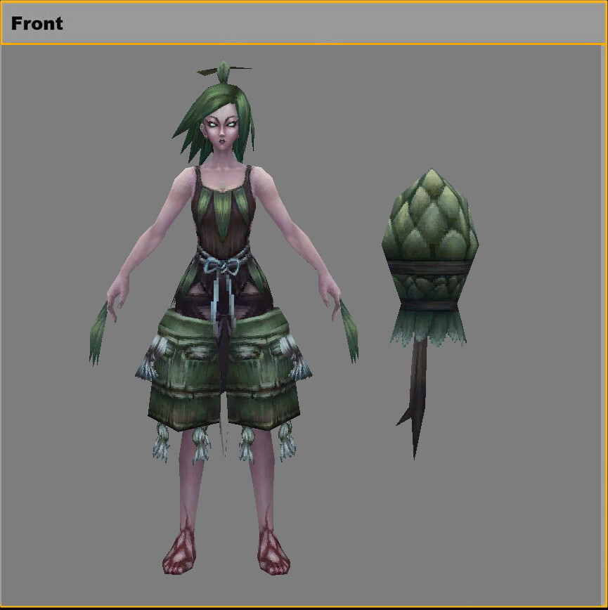 ArtStation - Low poly 3D Women - Bamboo Leaf Demon | Game Assets