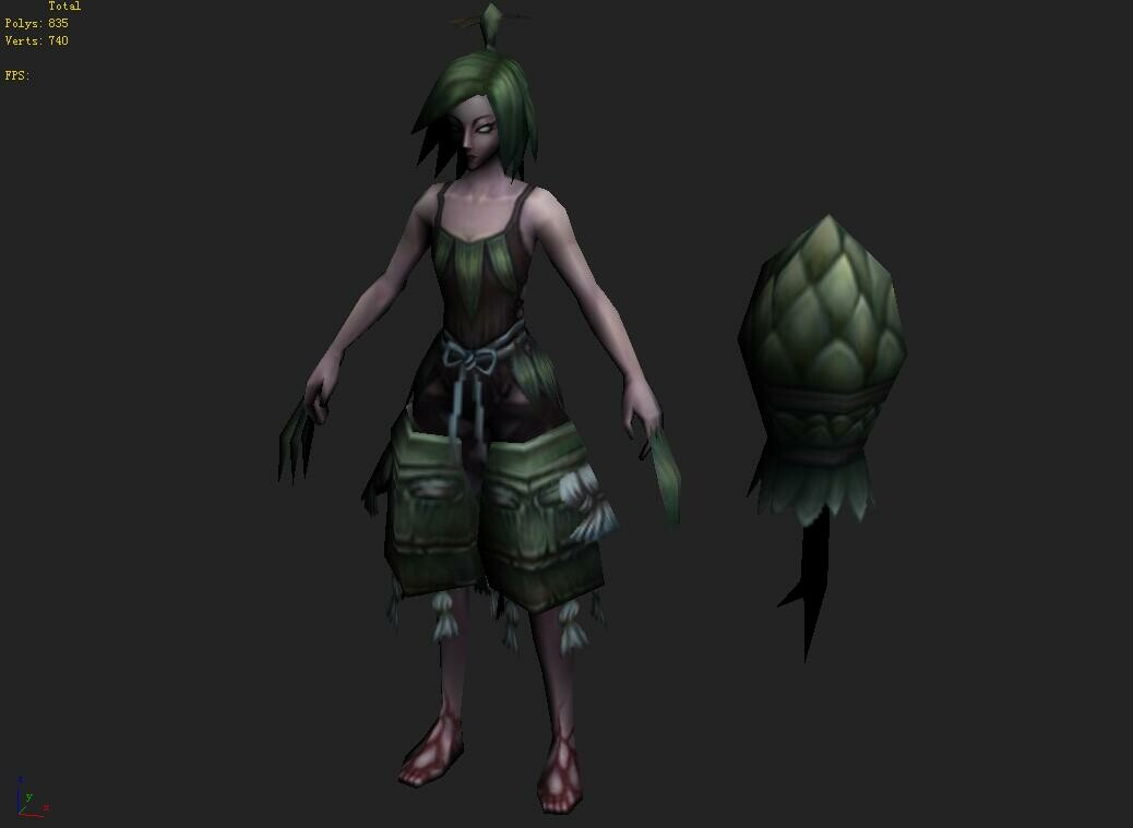 ArtStation - Low poly 3D Women - Bamboo Leaf Demon | Game Assets