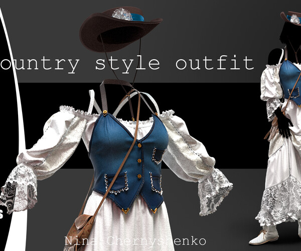 ArtStation - Country style outfit. Marvelous Designer/Clo3d project ...