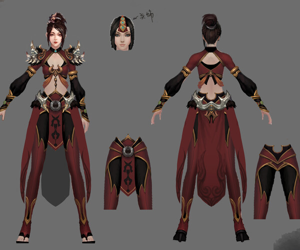 ArtStation - Light Armor Set - Female 16 | Game Assets