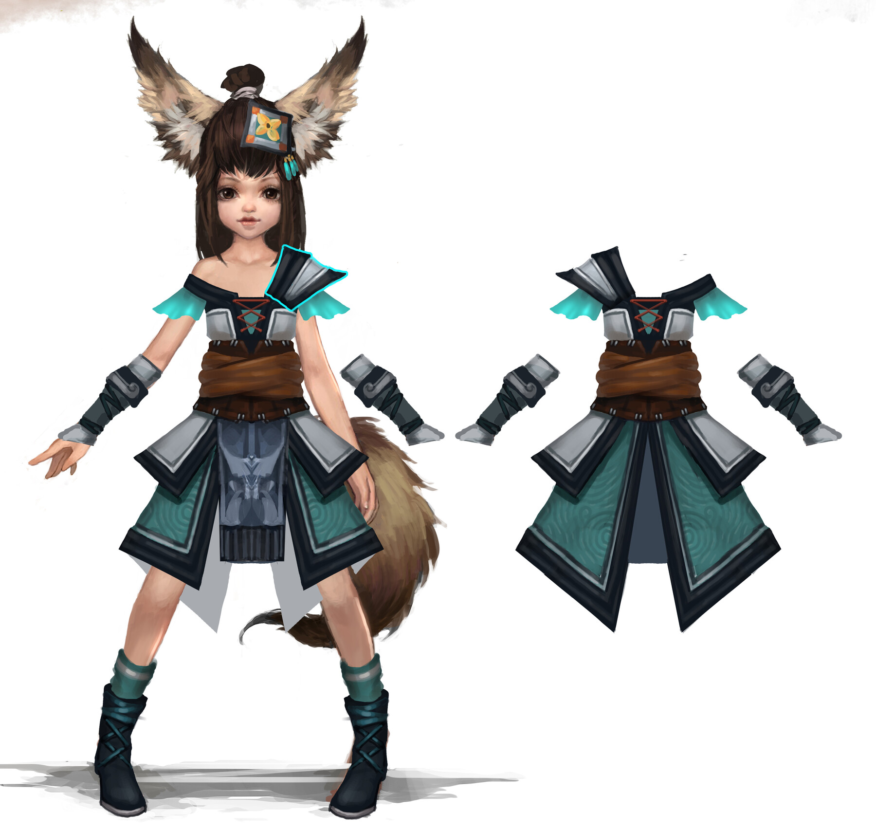 ArtStation - Little Fox Girl - Cloth Set 07 | Game Assets