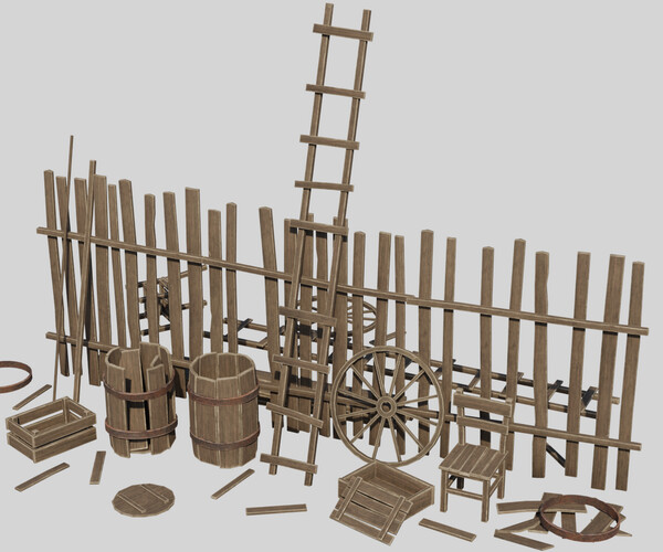 ArtStation - Modular Wooden Props | Game Assets