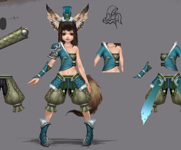 ArtStation - Little Fox Girl - Light Suit 02 | Game Assets