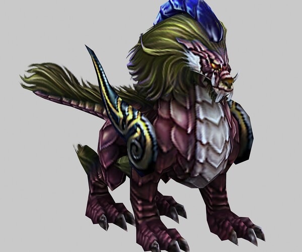 ArtStation - Monster - Pink The mythical wild animal 02 | Game Assets