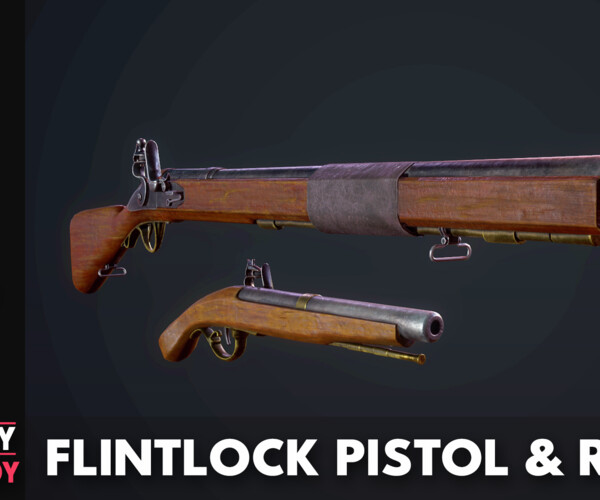 ArtStation - Flintlock pistol & Rifle - Game Ready | Game Assets