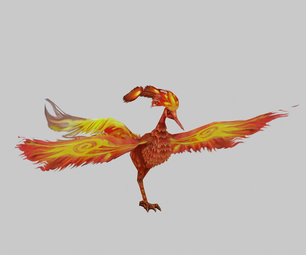 ArtStation - Low poly 3D Monster - Red Phoenix | Game Assets