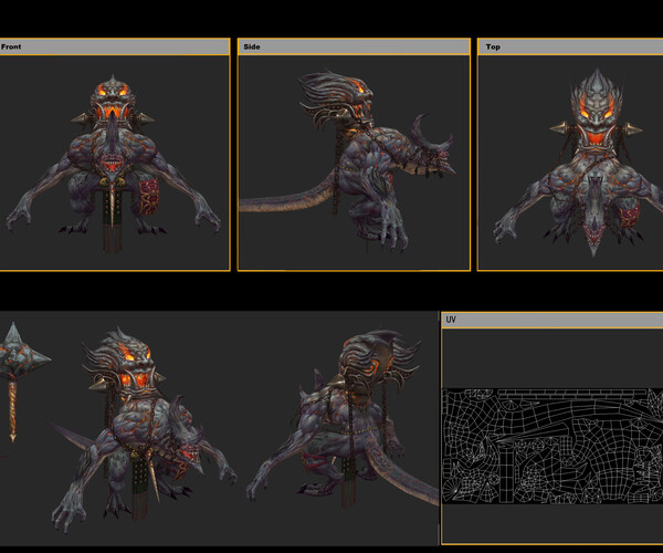 ArtStation - Low poly 3D Monster - Demon from the Fire | Game Assets