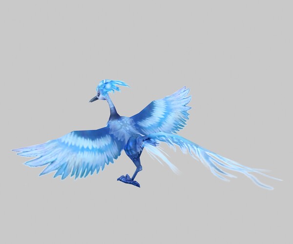 ArtStation - Low poly 3D Monster - Blue Phoenix | Game Assets
