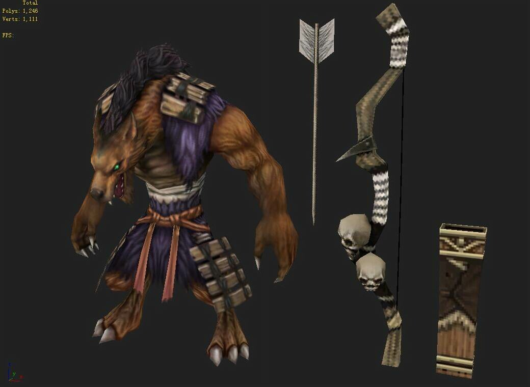 ArtStation - Low poly 3D Monster - Wolf Archer | Game Assets