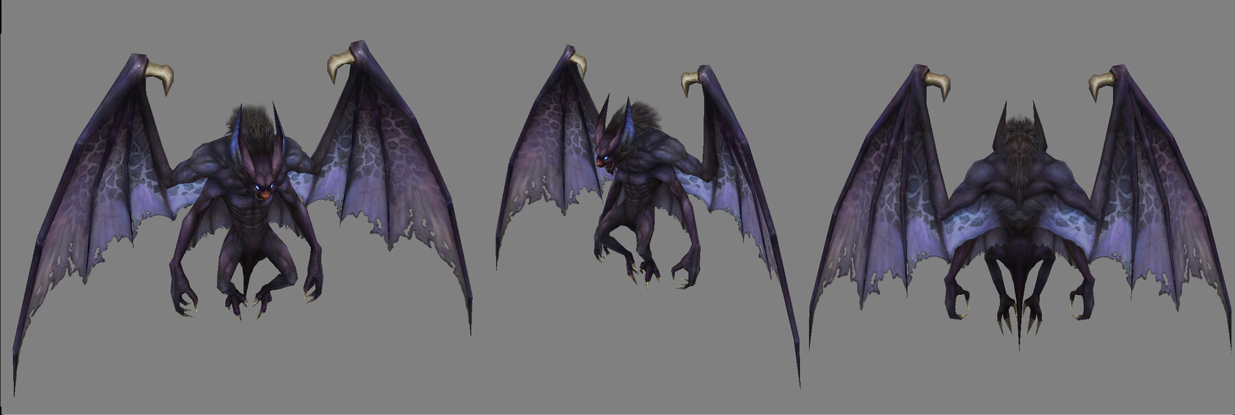 ArtStation - Low poly 3D Monster - Four-winged bat | Game Assets