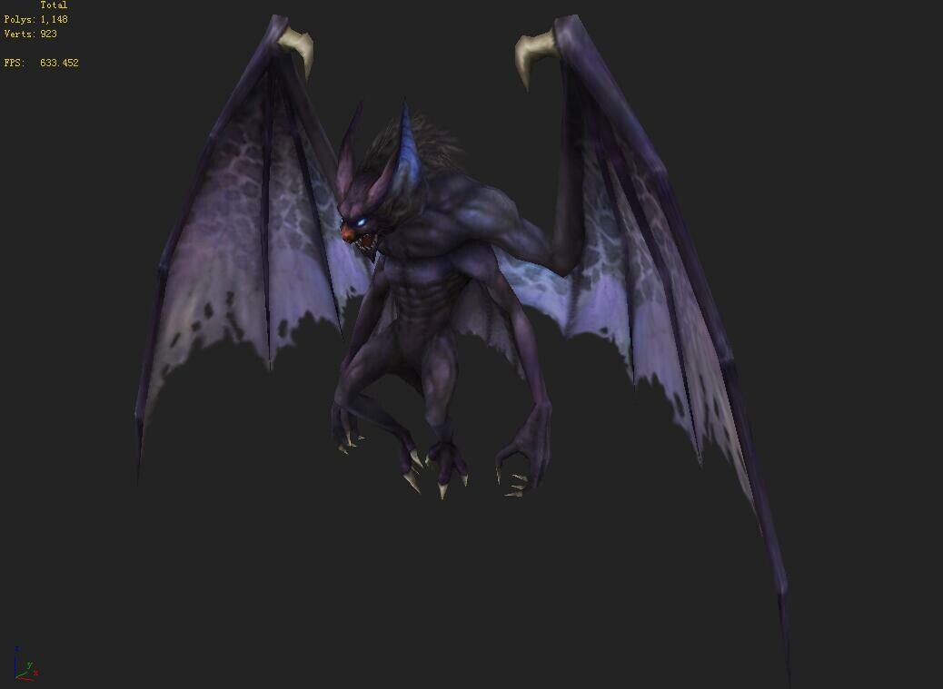 ArtStation - Low poly 3D Monster - Four-winged bat | Game Assets