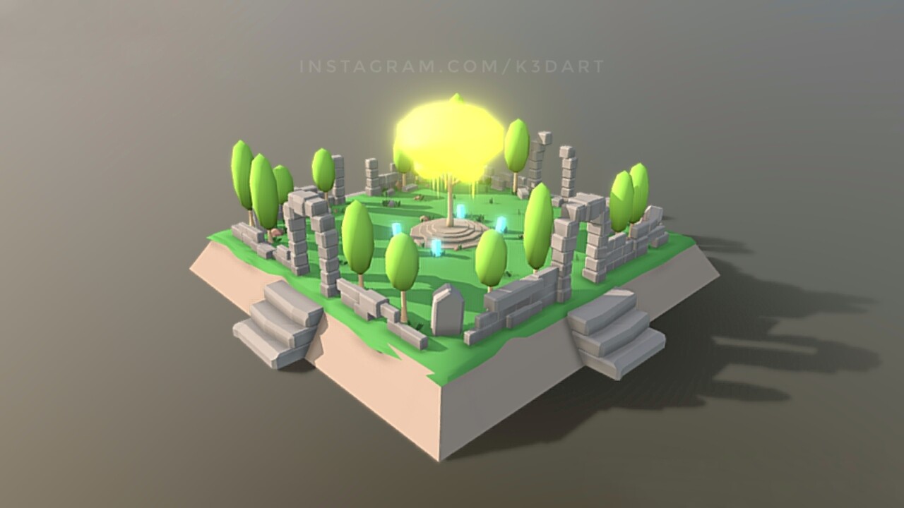 ArtStation - Ancient magical tree - low poly game level | Game Assets