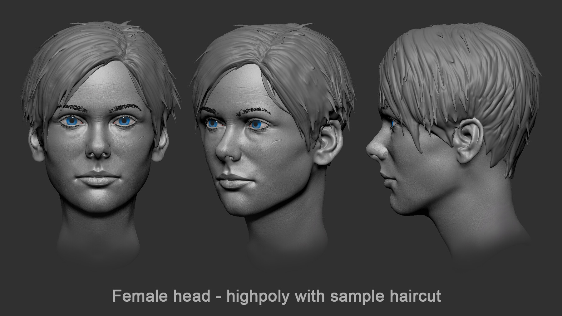ArtStation - Realistic Female Head Highpoly & Lowpoly (topology for ...