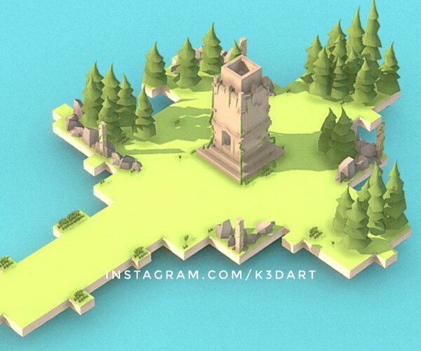 ArtStation - Isometric Castle - Low poly game level | Game Assets